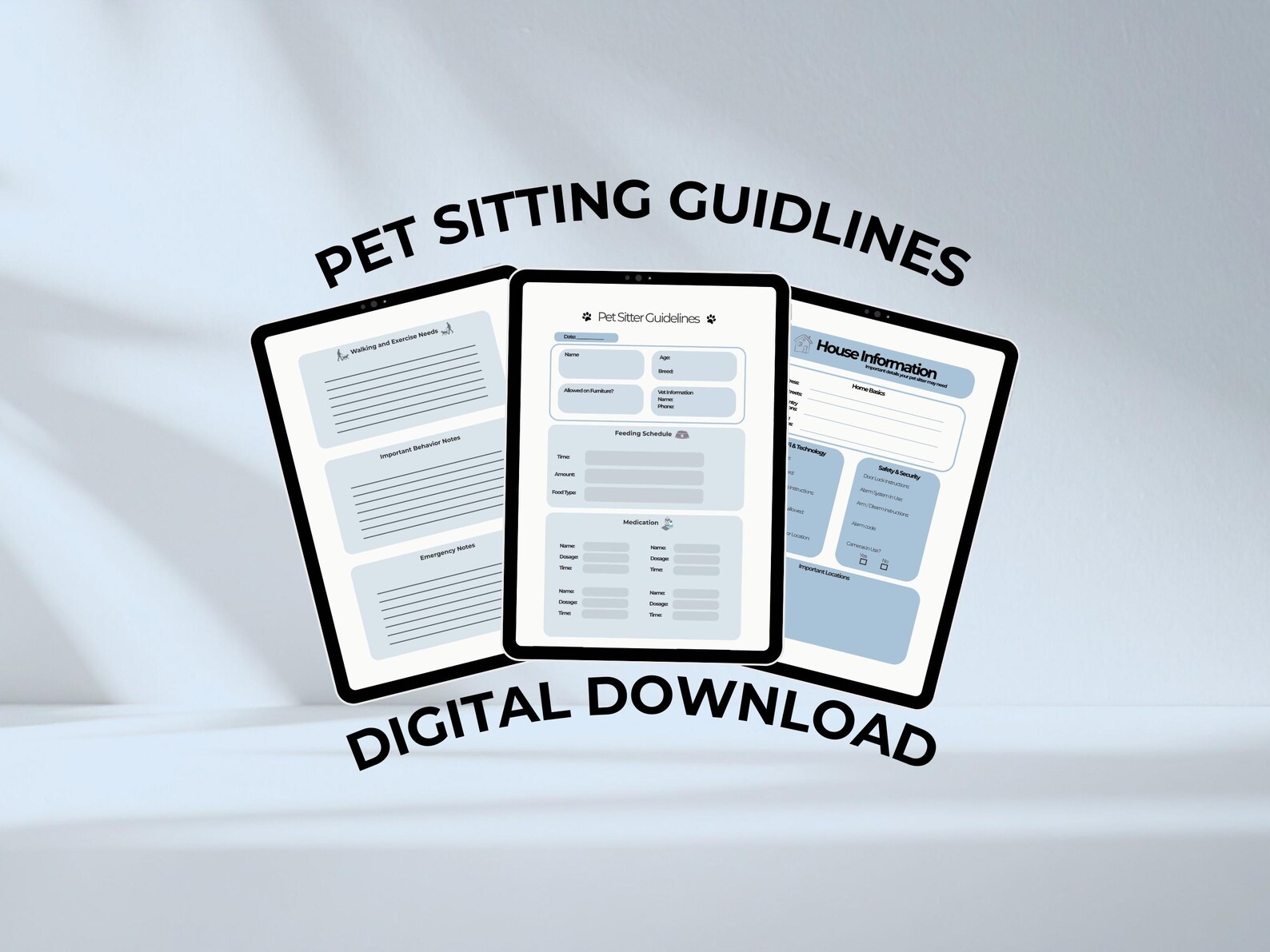 Pet Sitter Instructions Printable | Pet Care Checklist & Emergency Info ...