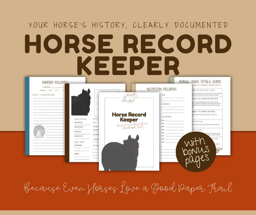 Horse Record Keeper Printable | Equine Health, Vet & Training Log ...