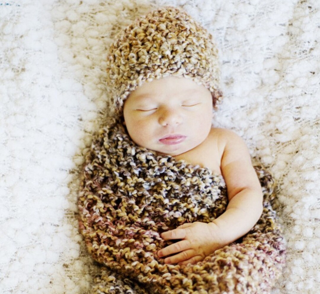 Newborn Baby Cocoon & Cap Done in Soft Textured Yarn in - Etsy