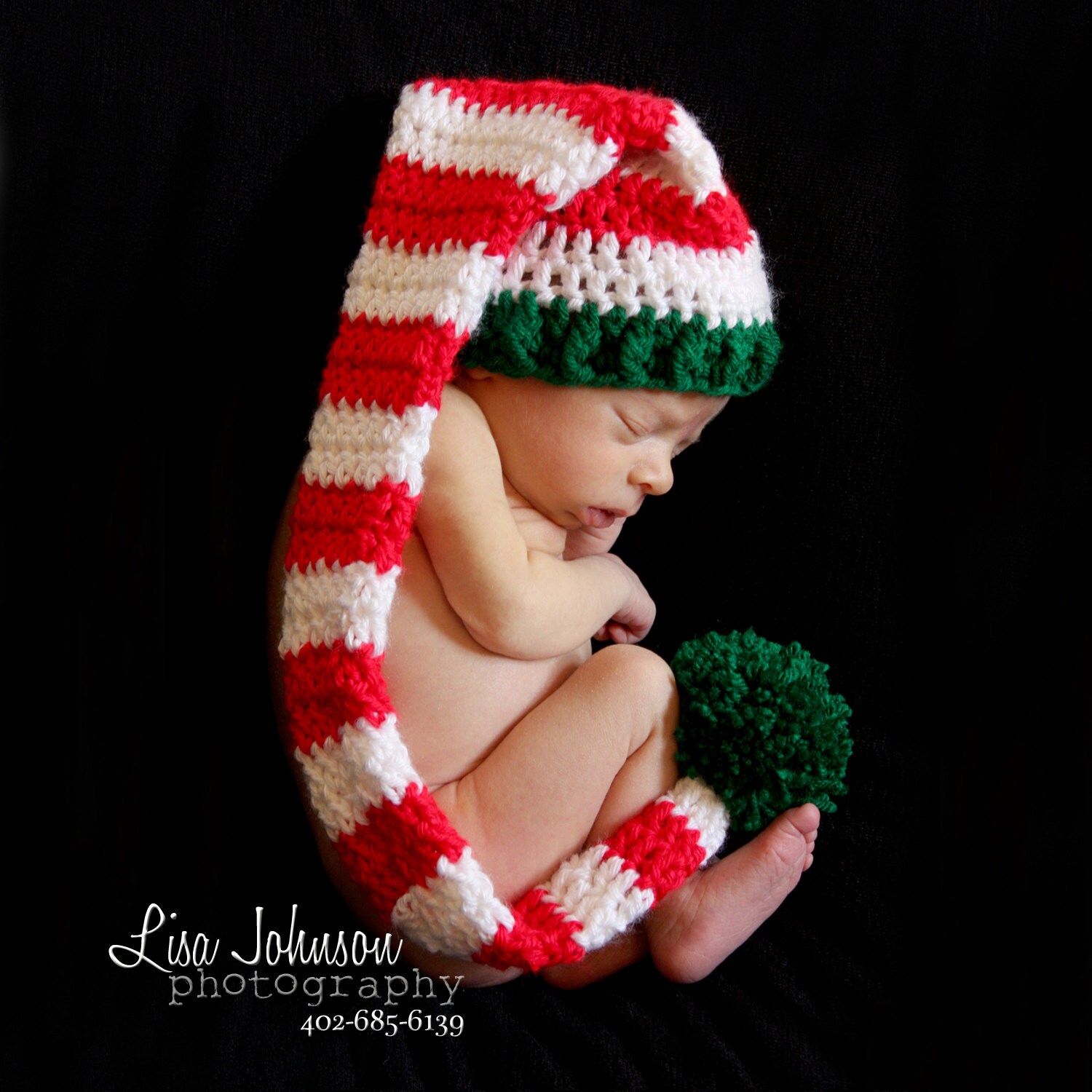 Baby Christmas Hat Bat Hat Striped Red & White Long - Etsy
