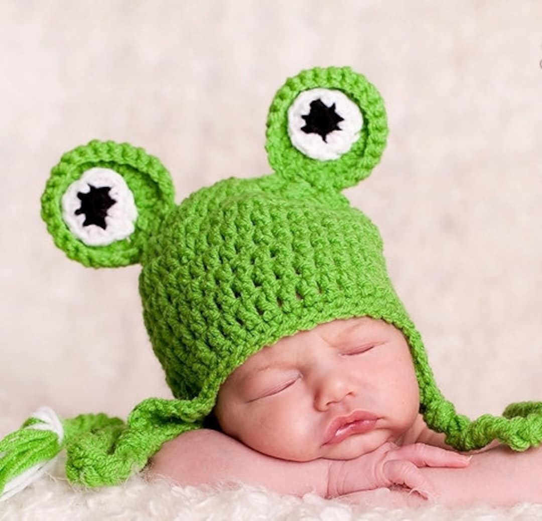 Fun Baby Frog Hat - Baby Boy Hat Baby Girl Hat Lime Green With Earflaps ...