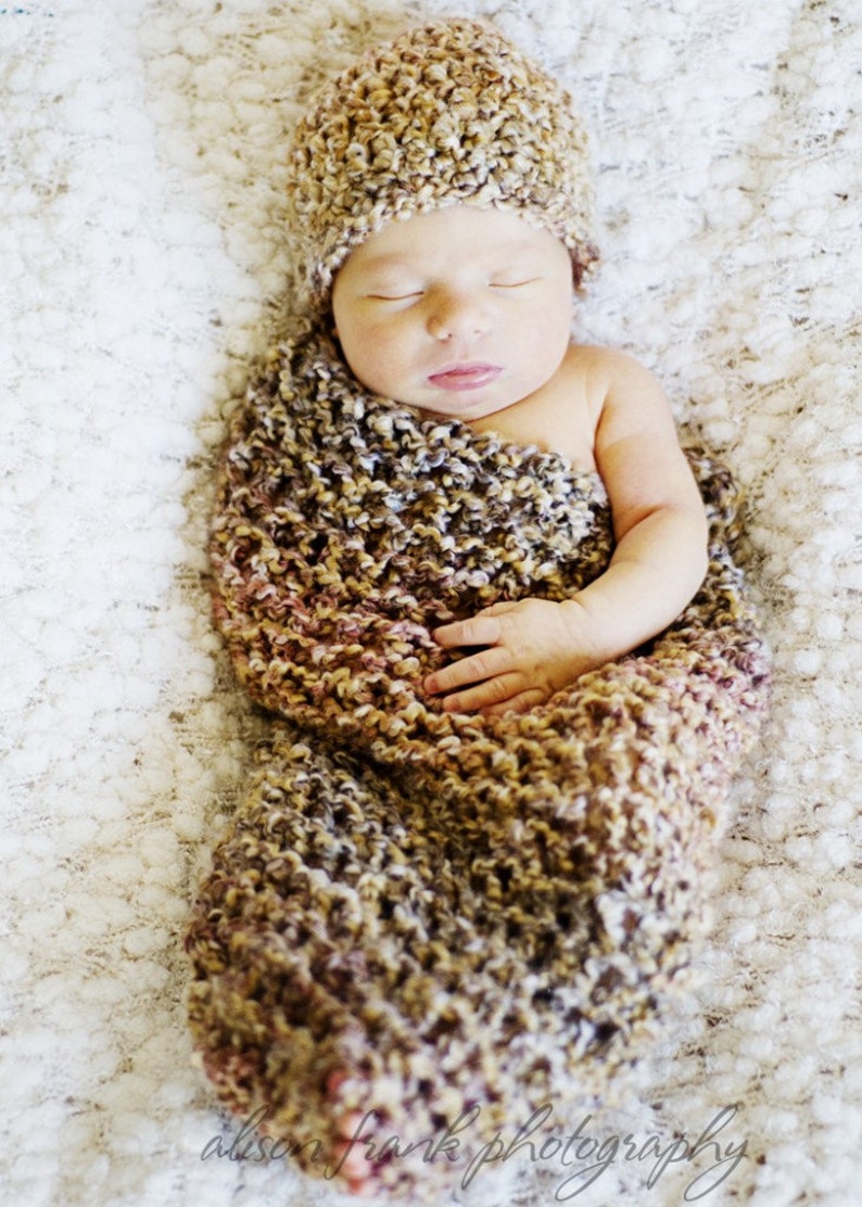 Newborn Baby Cocoon & Cap Done in Soft Textured Yarn in | Etsy
