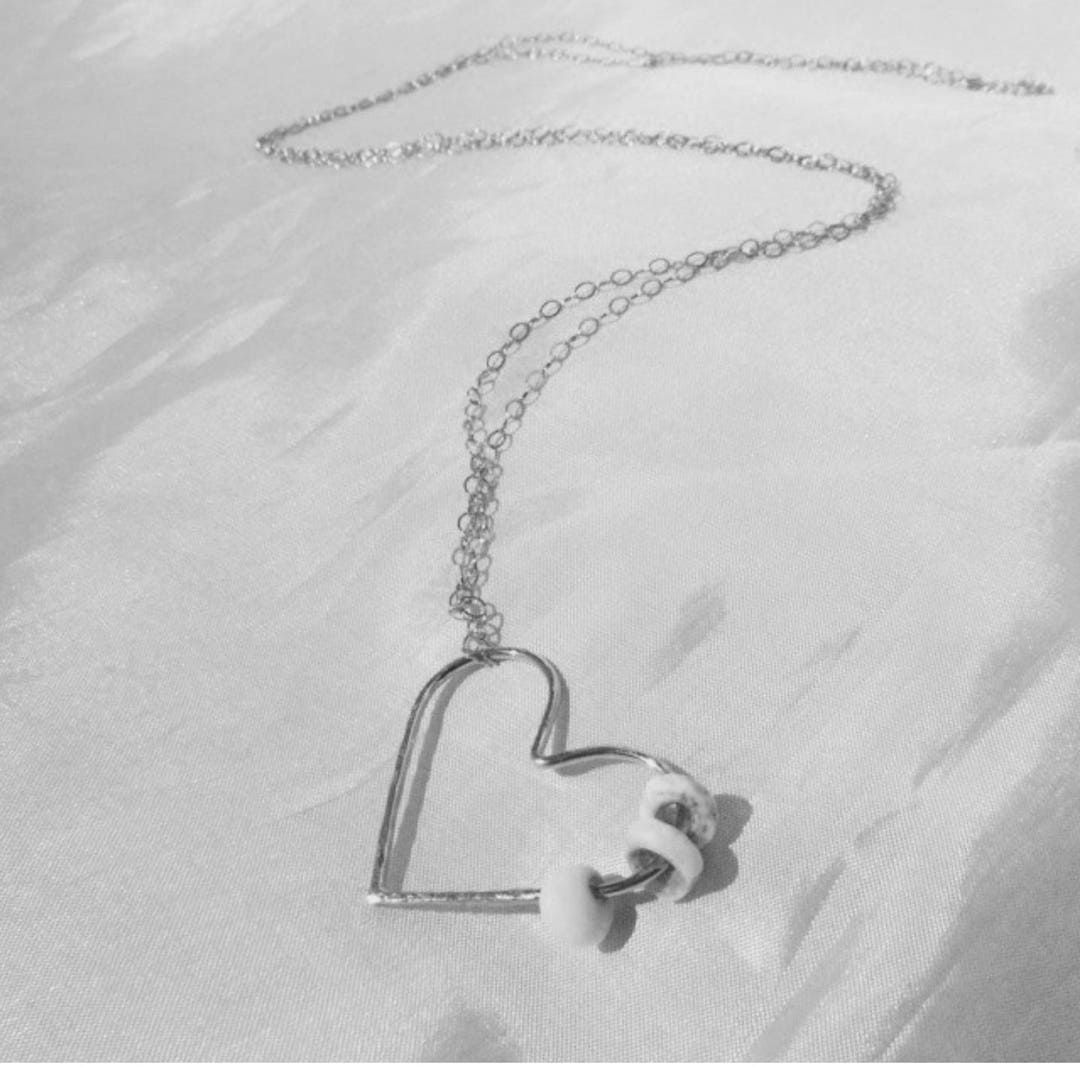 Hammered Heart Puka Shell Necklace. - Etsy