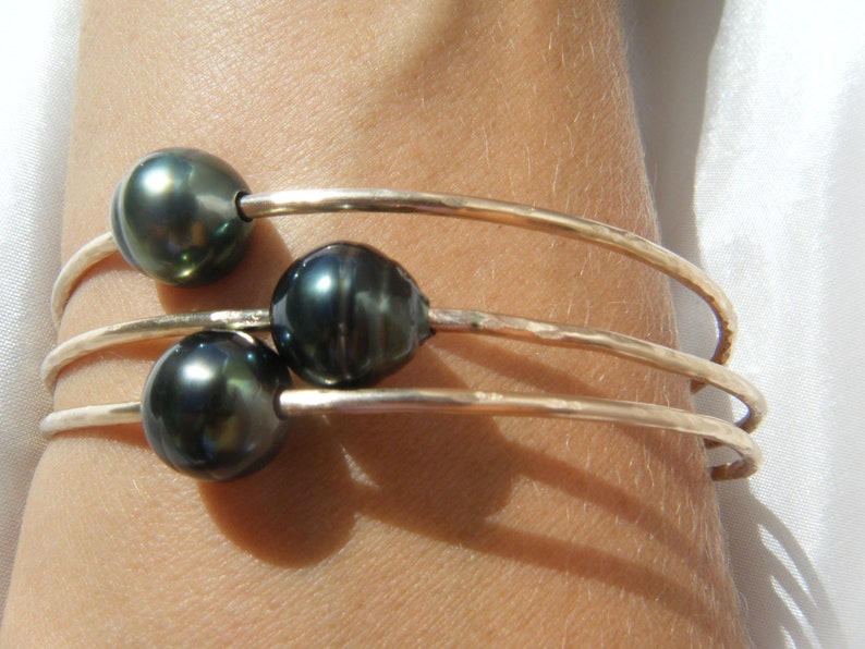 Set of 3 Custom Tahitian Pearl Bangles - Etsy