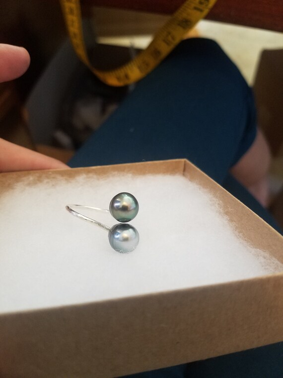 Double Tahitian pearl ring | Etsy