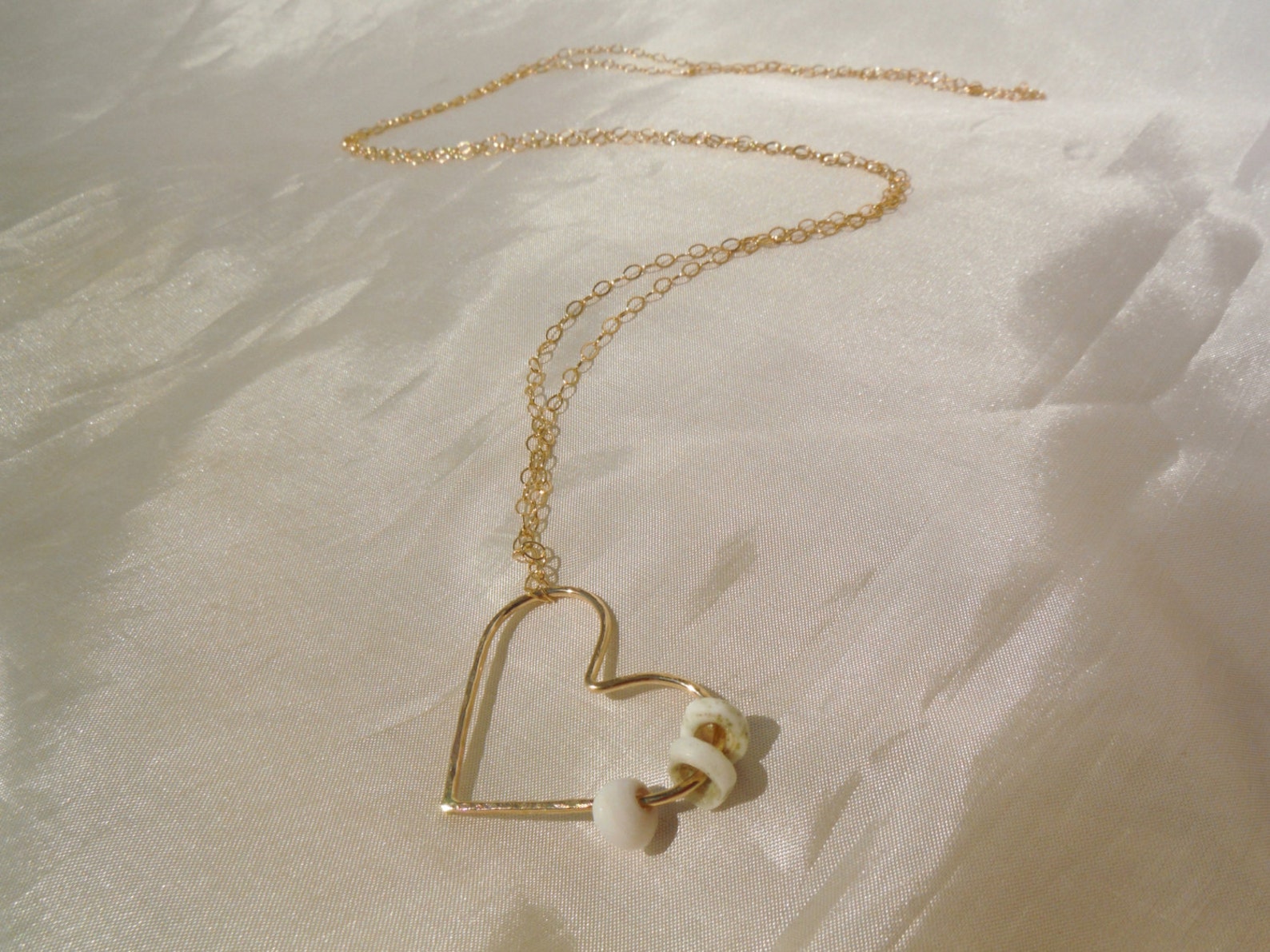 Hammered Heart Puka Shell Necklace. - Etsy