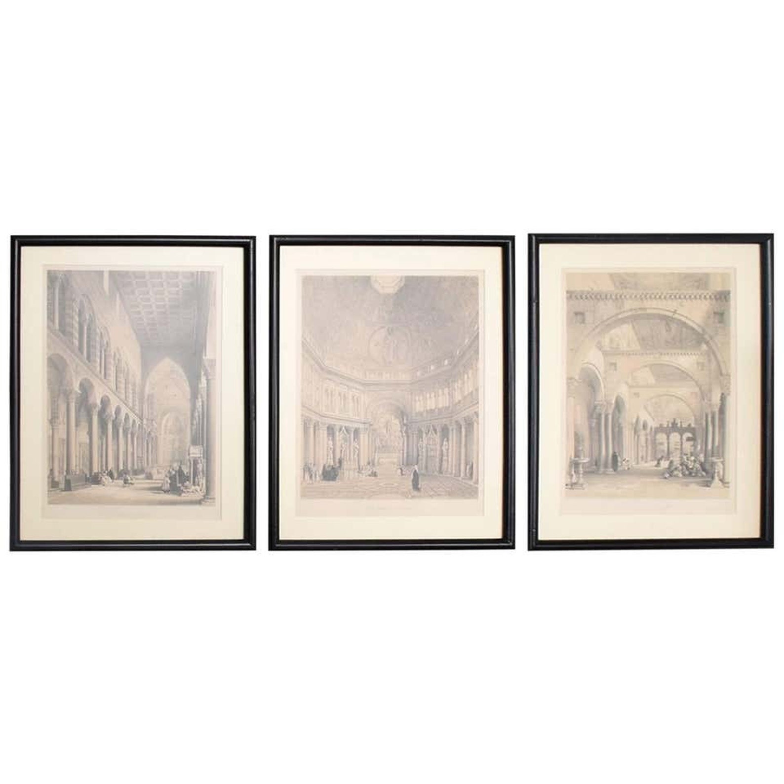 1960s Mid-century Modern Italian Column Architecture Etchings Framed ...