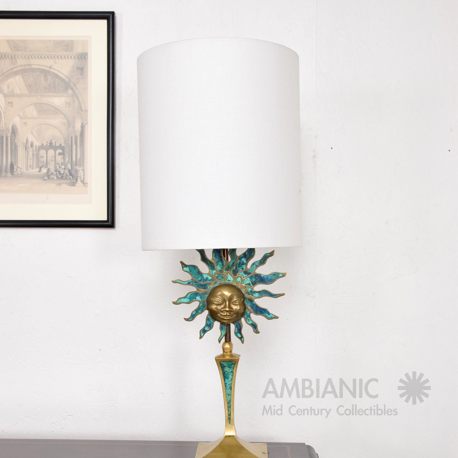 1960s Mid-century Modern Italian Column Architecture Etchings Framed ...