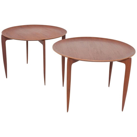 1957 FRITZ HANSEN Teak Folding Tray Side Table set of Two Denmark Model 4508 Etsy