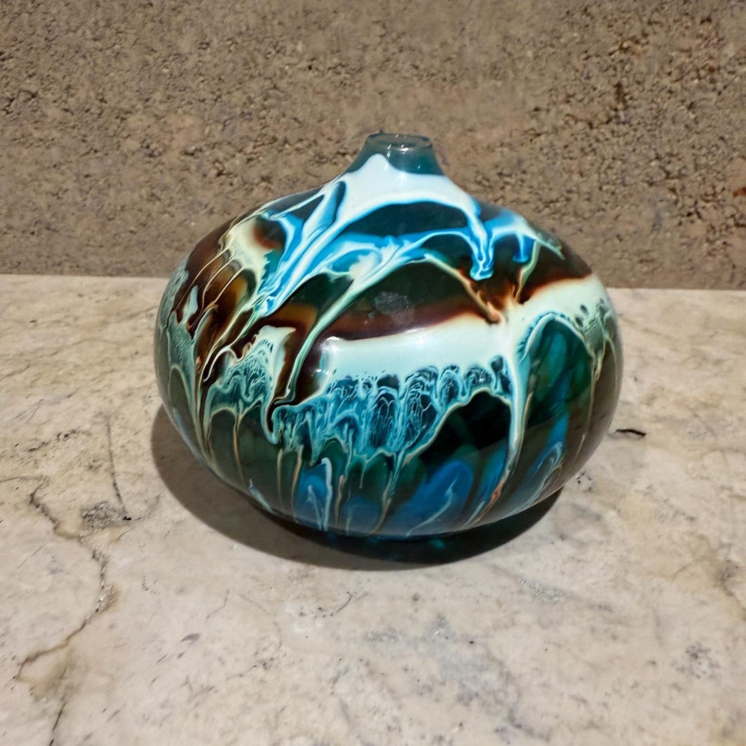1970s Psychedelic Bud Vase Blue Swirl Art Glass - Etsy