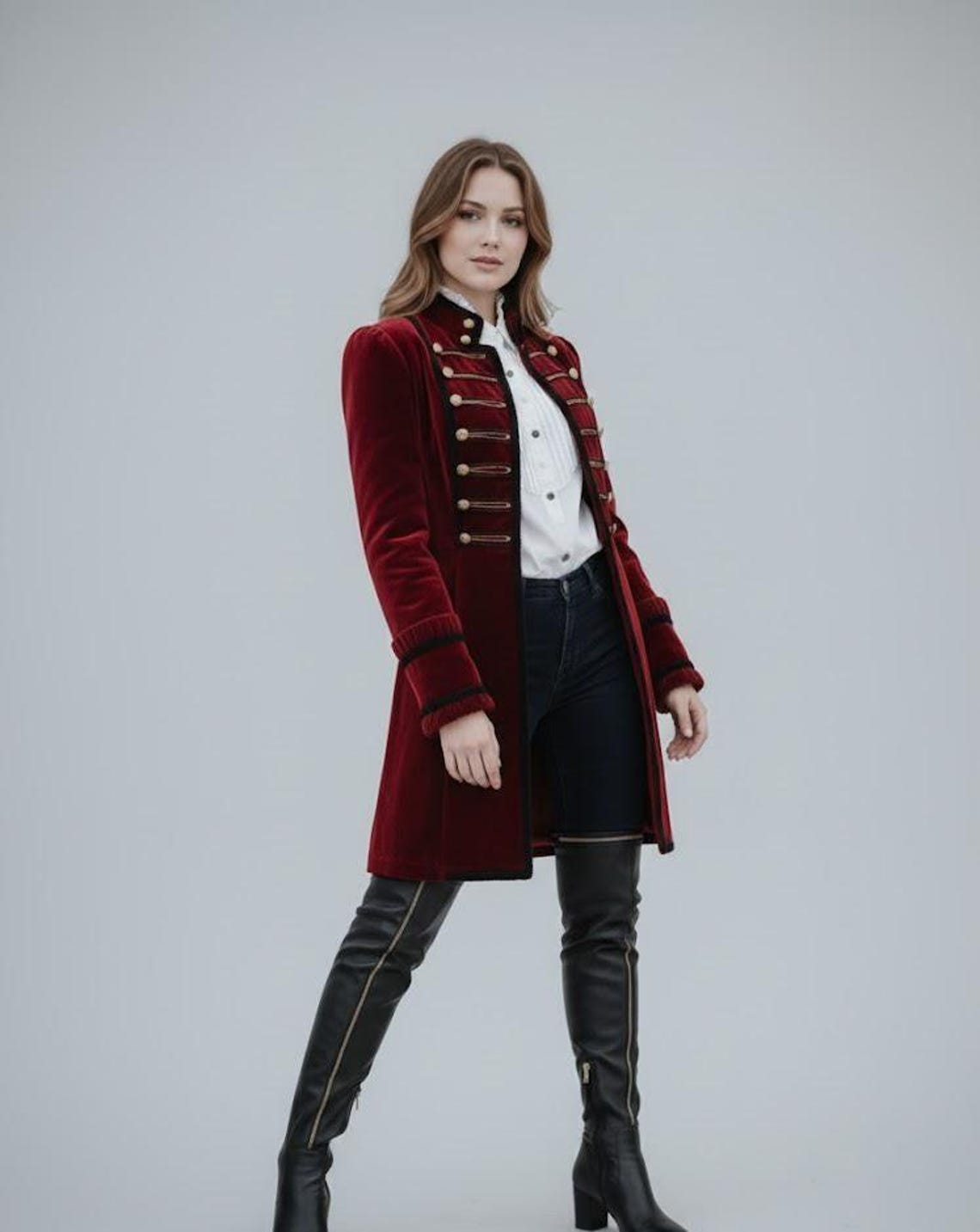 Retro Velvet Coat Women · Long Velvet Jacket · Vintage Style Poly ...