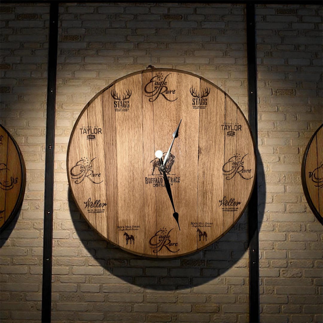 Bourbon Barrel Lid Wall Clock With Laser Engraved Brands - Free ...