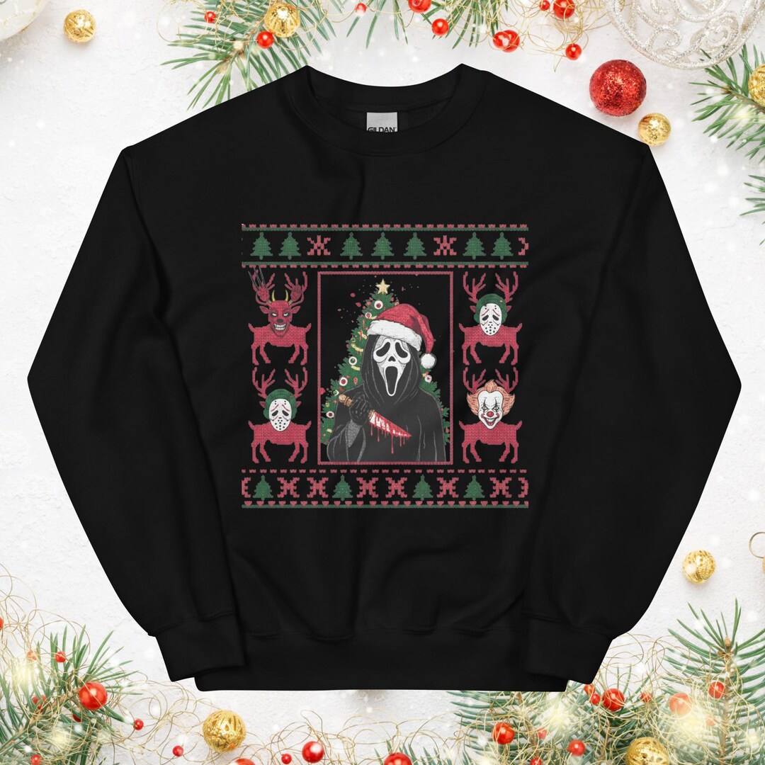 Ghostface Ugly Christmas Sweater Horror Movie Characters Slasher Santa ...