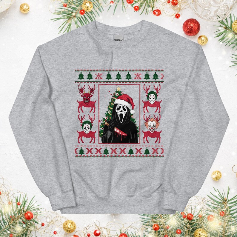 Ghostface Ugly Christmas Sweater Horror Movie Characters Slasher Santa ...