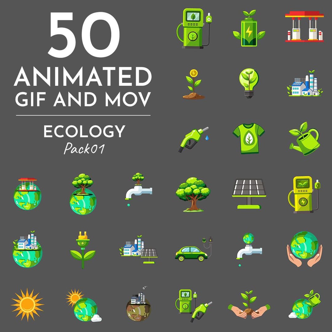 Animated Ecology Icon Pack | Looping GIF & MOV Graphics (digital ...
