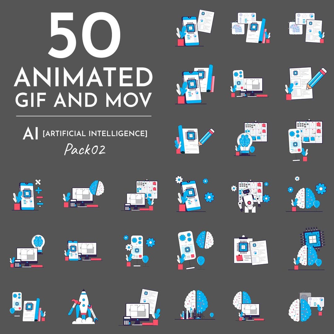 AI Animated Icons | Looping GIF and MOV Pack (digital Download) - Etsy