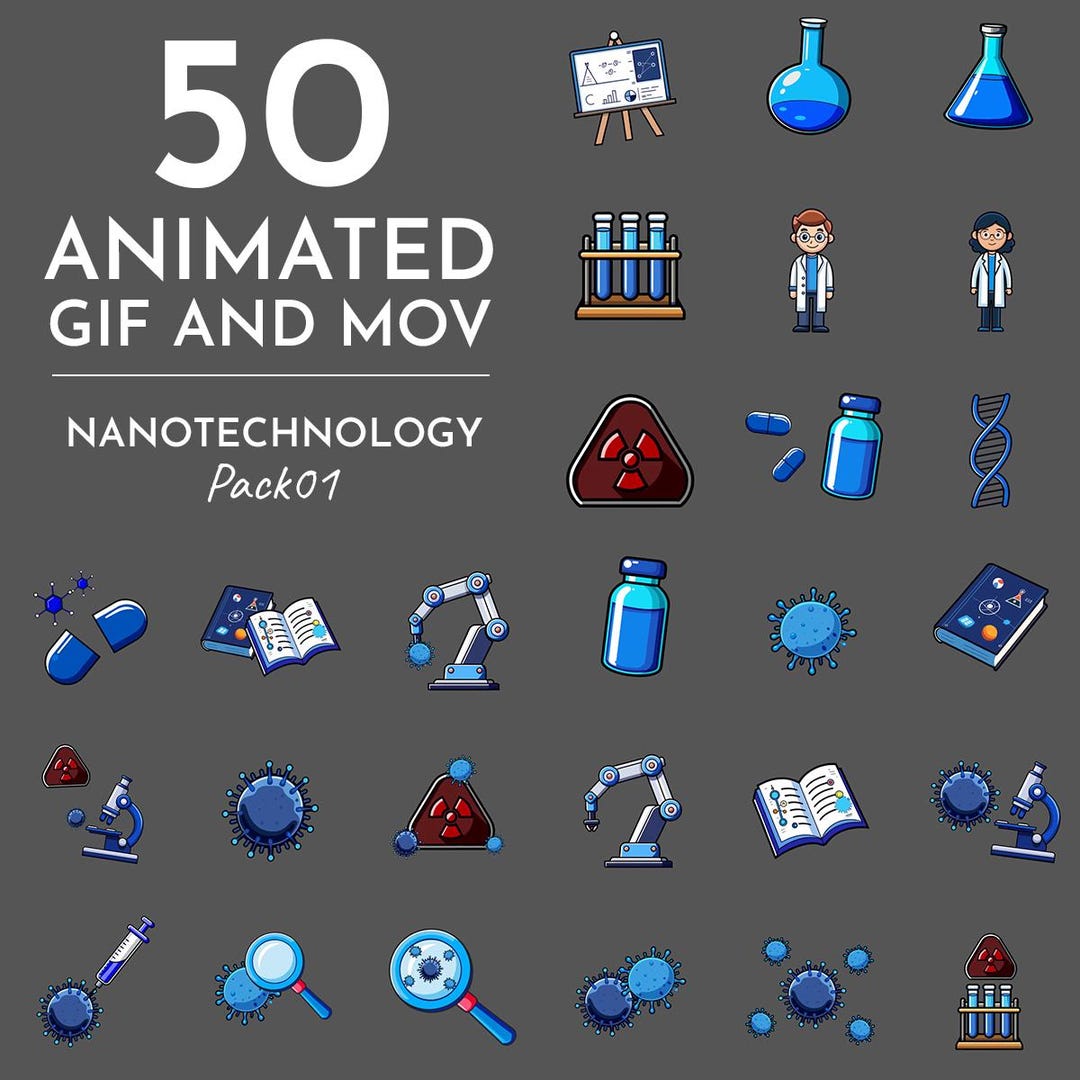 Animated Nanotechnology Icon Pack | Looping GIF & MOV Graphics (digital ...