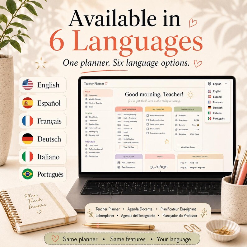 Digital Teacher Planner, Classroom Organizer, Gradebook & Homework Log ...