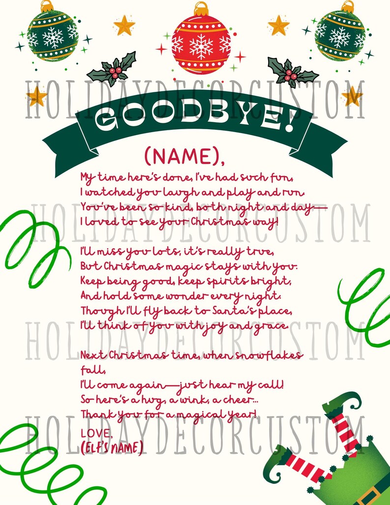 Goodbye Letter From Elf on the Shelf - Etsy Australia