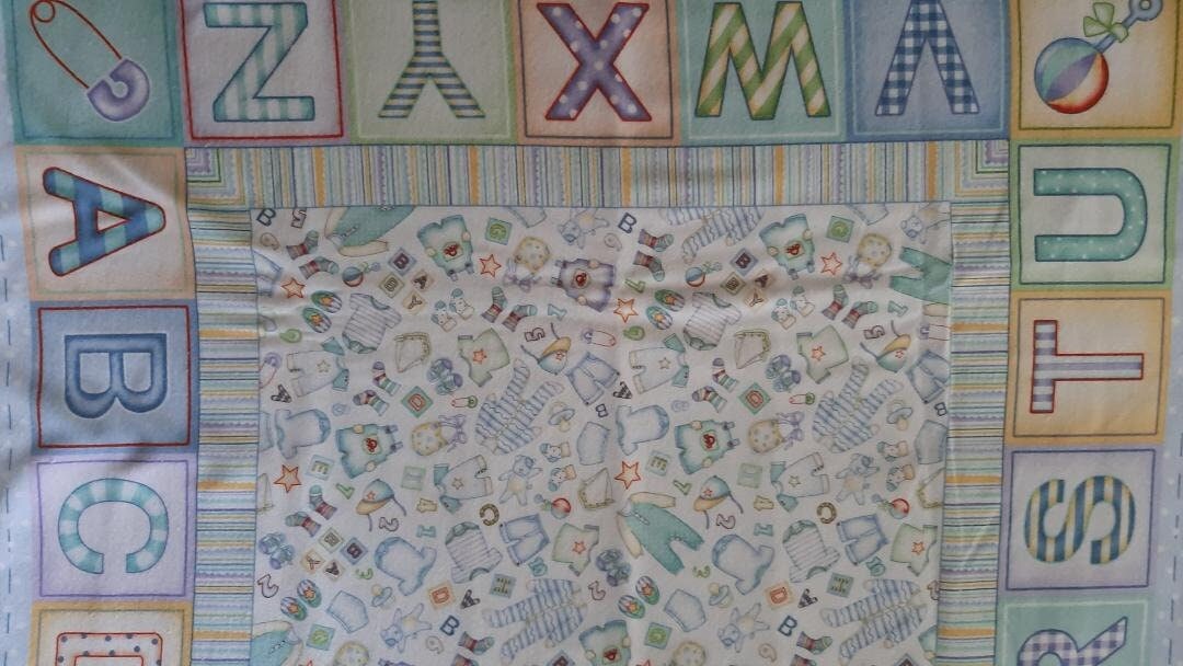 Baby Boy Cozy Flannel Alphabet Panel With Backing Included - Etsy