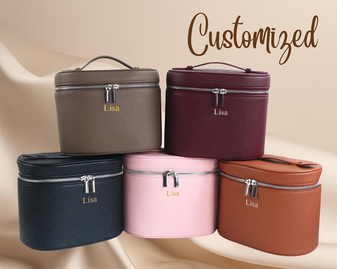 Personalised Vanity Makeup Case, Monogram Initial Cosmetic Bag ...