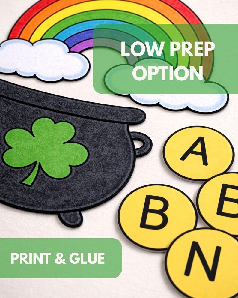 St. Patrick's Day Pot of Gold Name Craft, Rainbow Activity (PDF) - Etsy