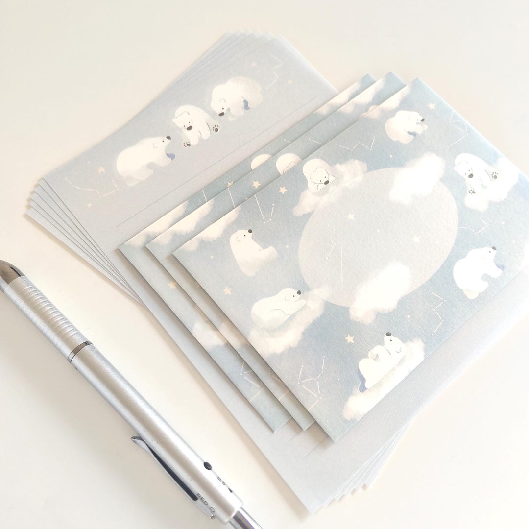 Japanese Letter Set – Polar Bear | Cute Writing Paper | Iyo Washi ...