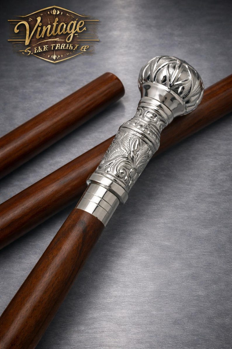 Luxury Vintage Walking Stick Cane | Gold Ornate Metal Handle | Handmade ...