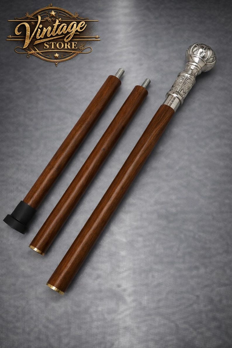 Luxury Vintage Walking Stick Cane | Gold Ornate Metal Handle | Handmade ...