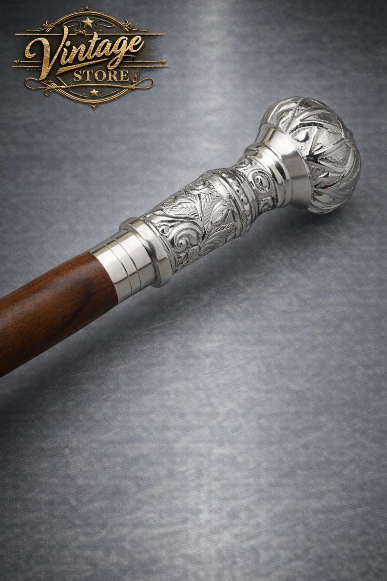 Luxury Vintage Walking Stick Cane | Gold Ornate Metal Handle | Handmade ...