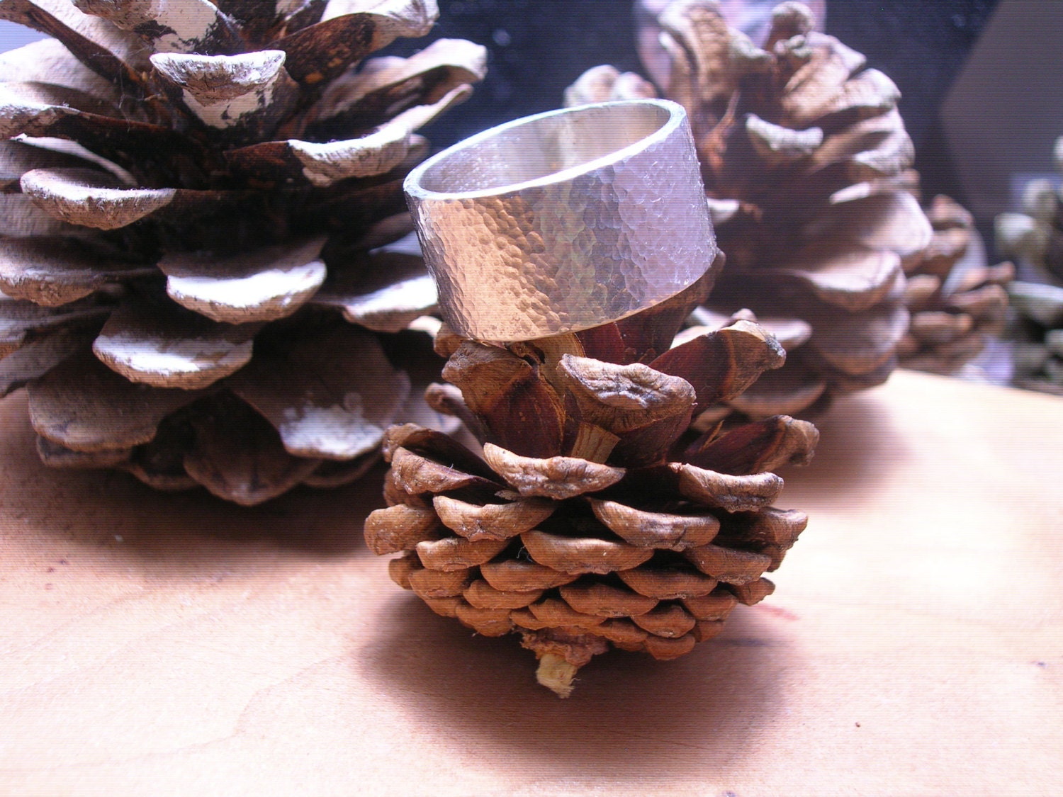 Wide Hammered Silver Ripples Band Ring-unique Sterling- Silver Ring ...