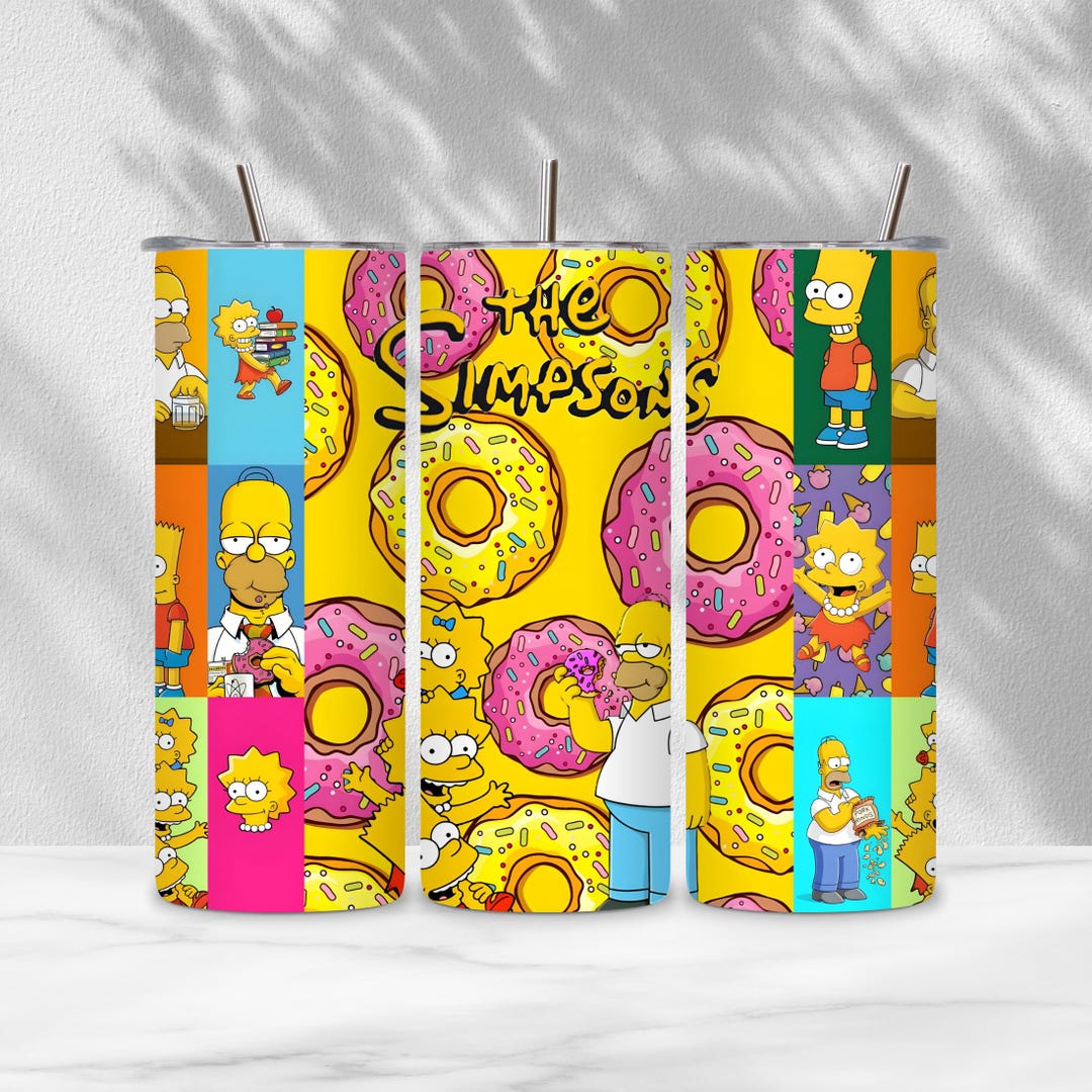 The Simpsons Family Donut Tumbler Wrap | 20oz Skinny Tumbler PNG ...