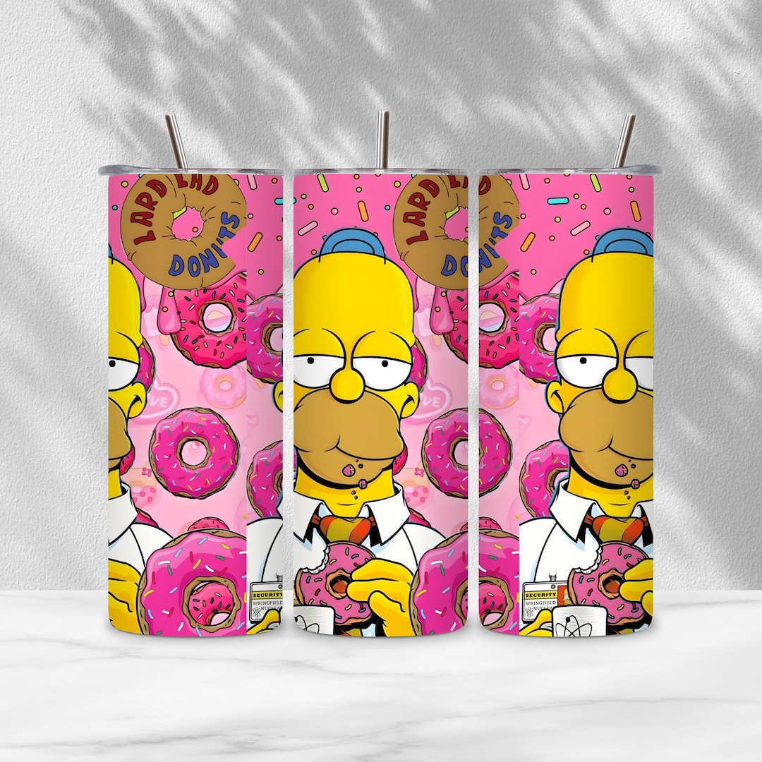 The Simpsons Donut Tumbler Wrap | Homer Simpson 20oz Skinny Tumbler PNG ...