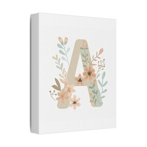 Boho Nursery Letter A With Flowers, Neutral Colors, Baby Gift, Art ...