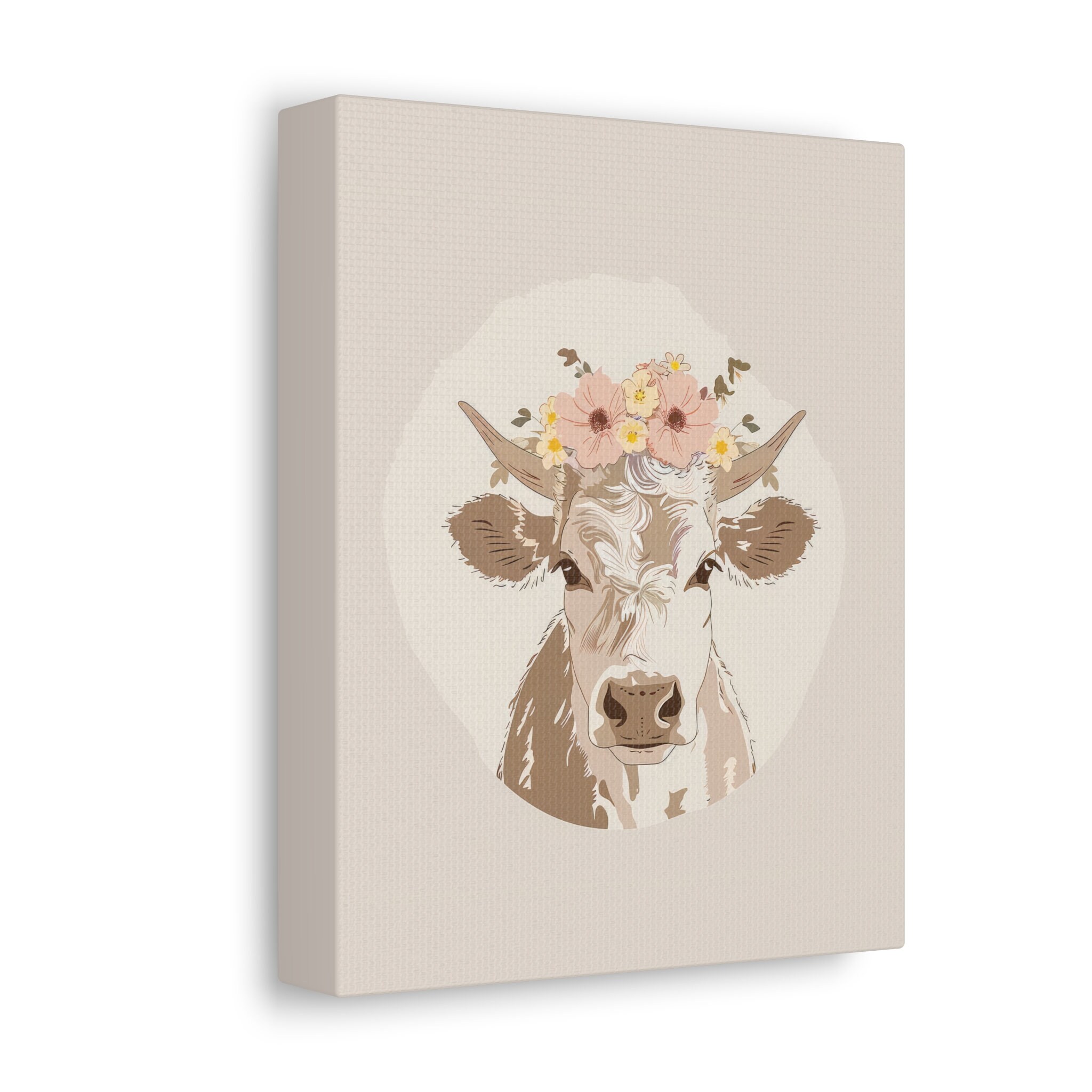 Highland Cow Flower Crown Art Print, Satin Canvas, Stretched - Etsy