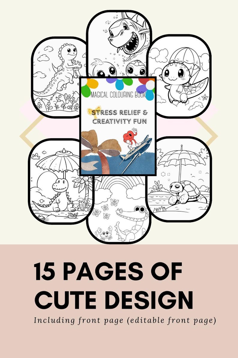 Colouring Book Template | 15 Pages Including Customizable Front Cover ...