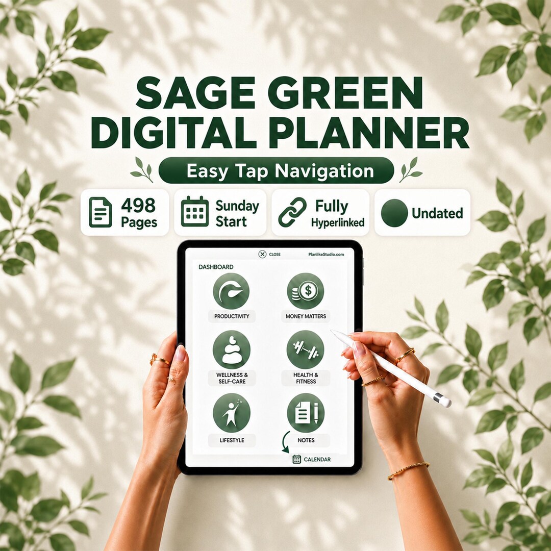 Undated Digital Planner for Goodnotes | Hyperlinked iPad Planner | App ...