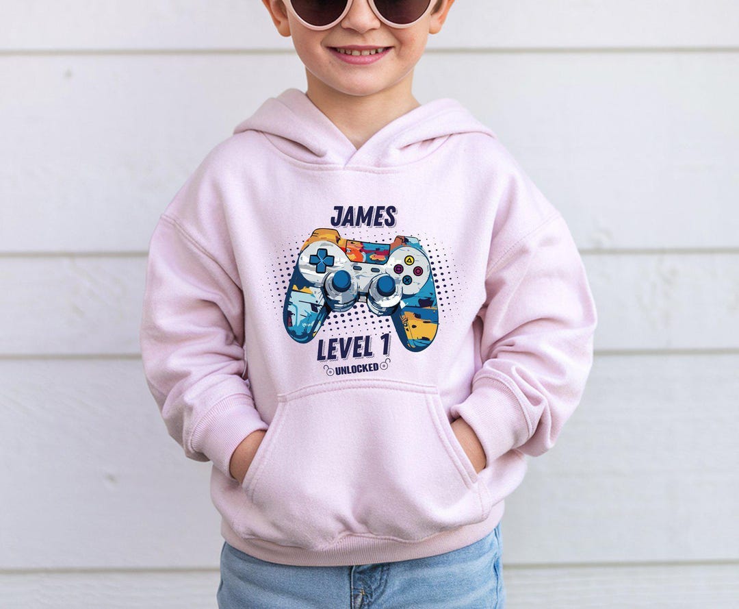 Retro Gaming Controller Hoodie, Custom Level up 1st 2nd 3rd Birthday ...