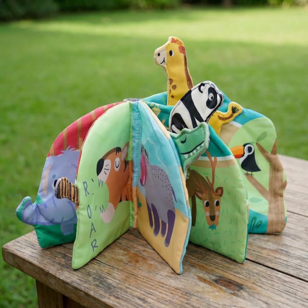 Zoo Themed 3D Sensory Cloth Book With Crinkle Sounds | Interactive ...