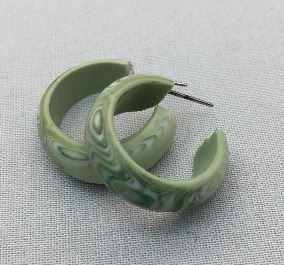 Moss Matte Marbled Lucite Hoop Earrings - Etsy