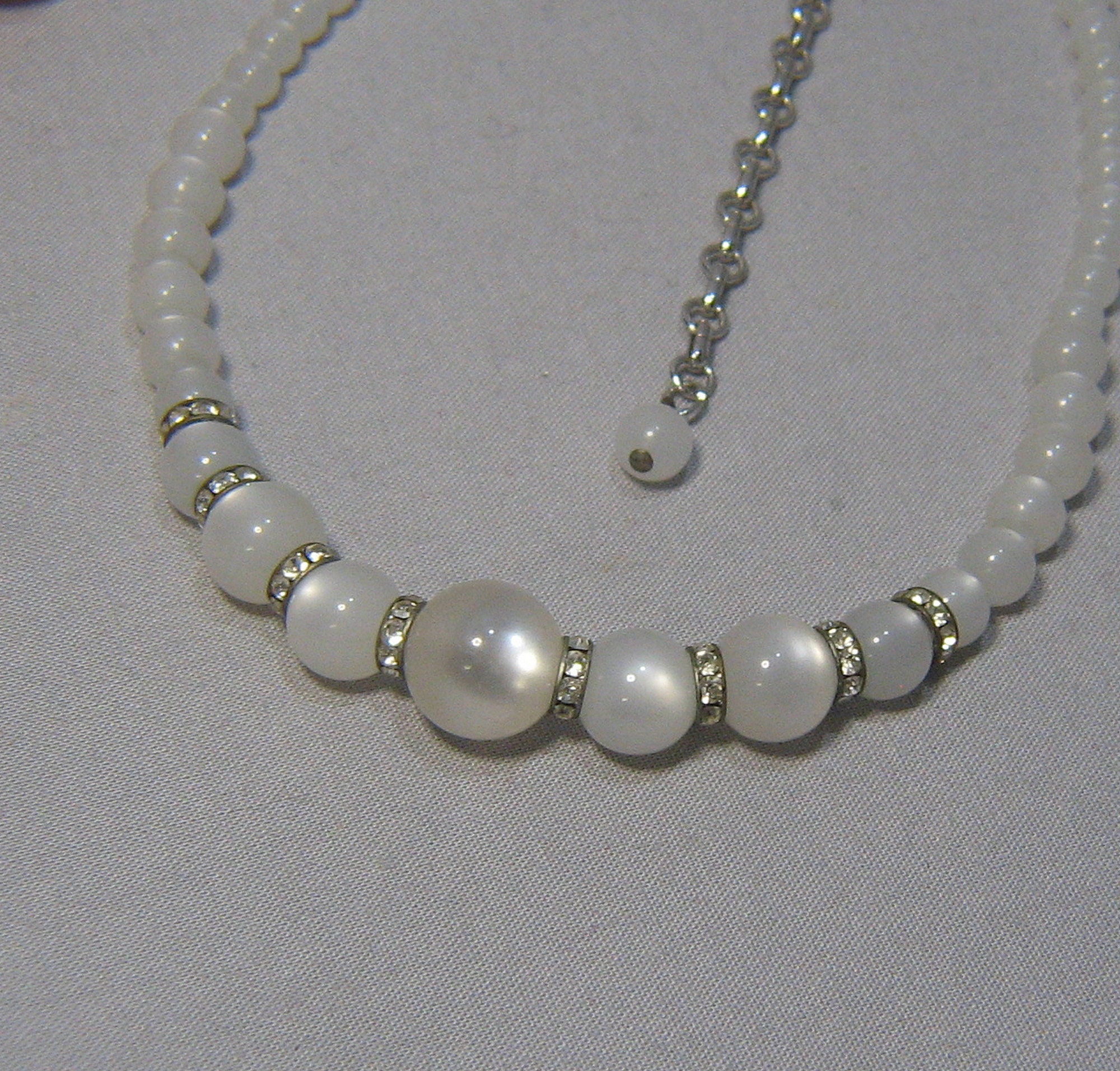 Vintage Lucite White Moon Glow Necklace - Etsy