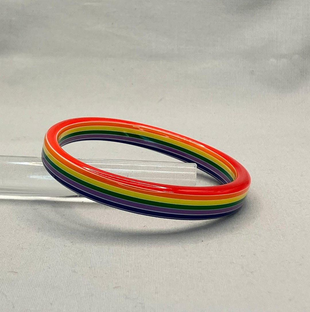 RESERVED FOR MEL Rainbow Acrylic Bangle - Etsy
