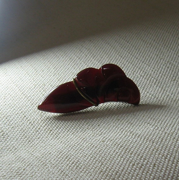 vintage clear Bakelite laminated layered wood carved … - Gem