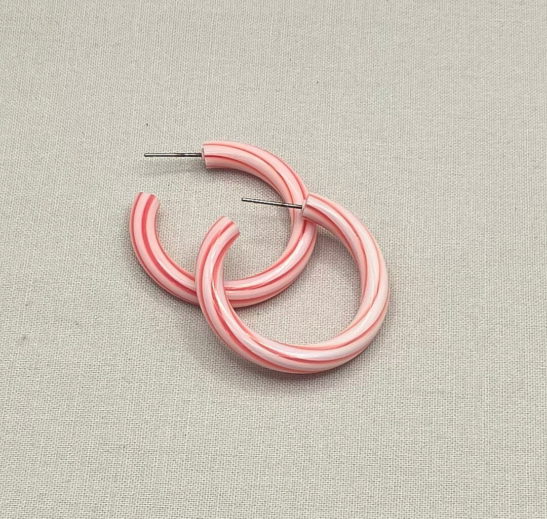 Deep Deep Pink Candy Cane Lucite Hoops - Etsy