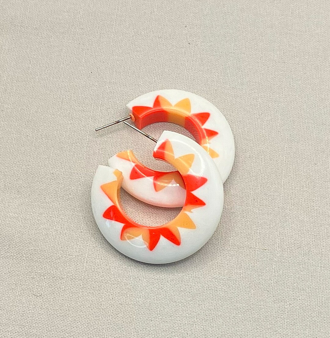 Vintage Mod Lucite Hoop Earrings - Etsy