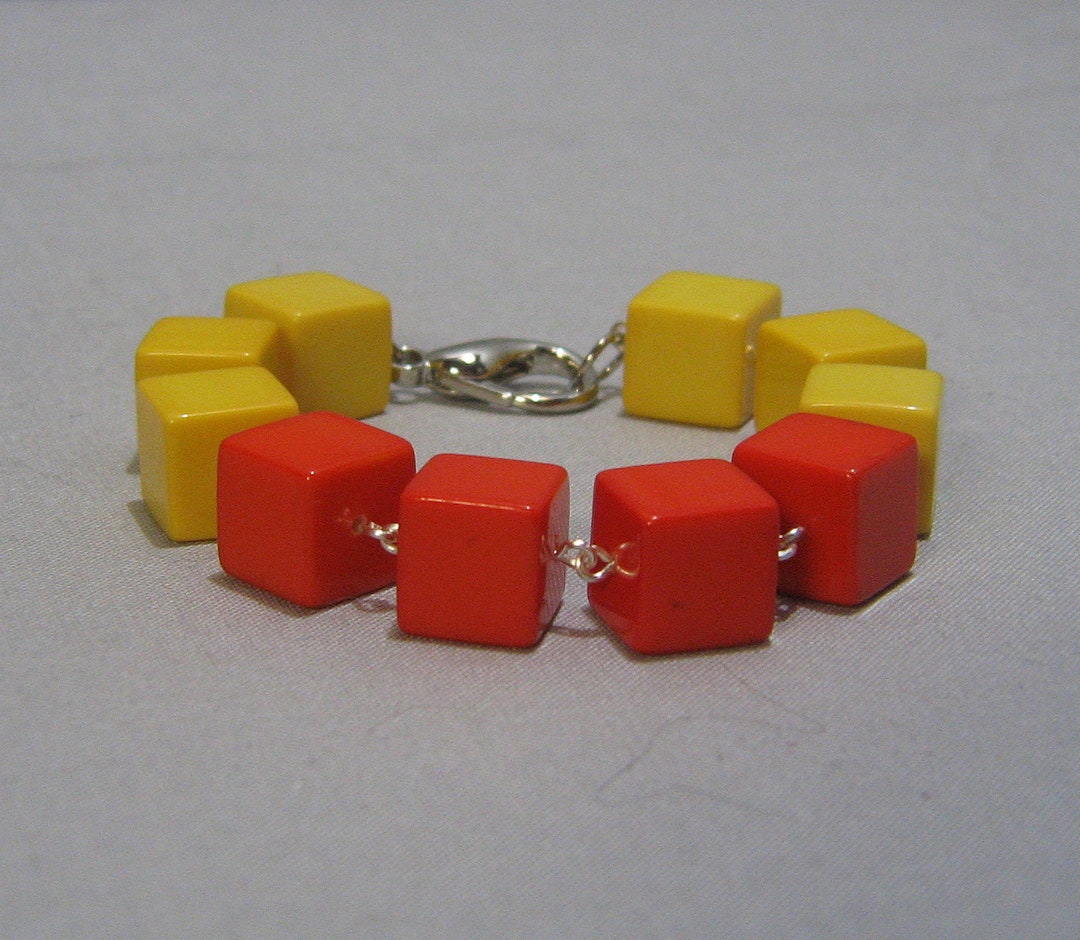 Vintage Plastic 2 Color Modern Cube Bracelet - Etsy