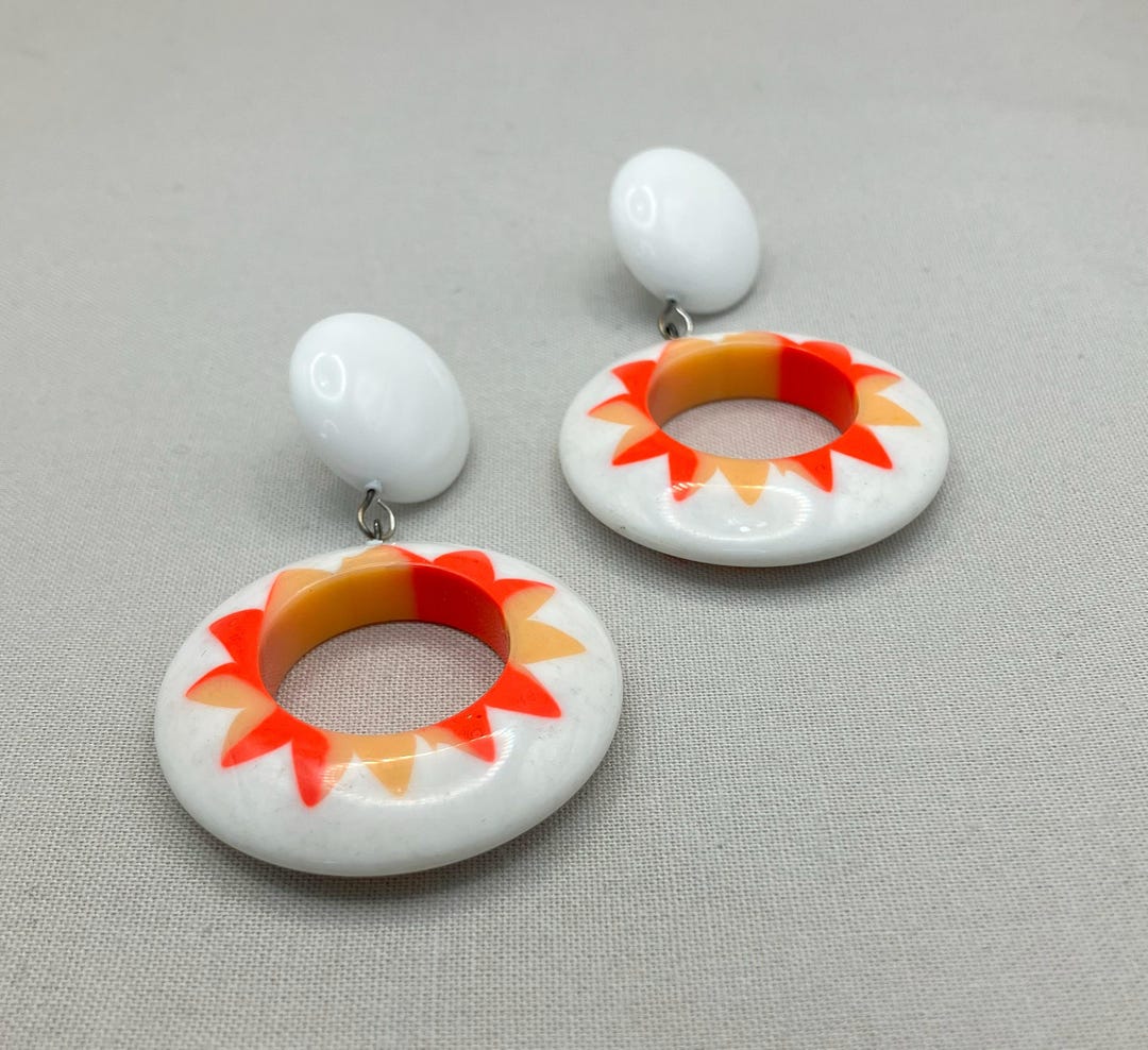 Star Burst Lucite Hoop Earrings, Post Earrings - Etsy