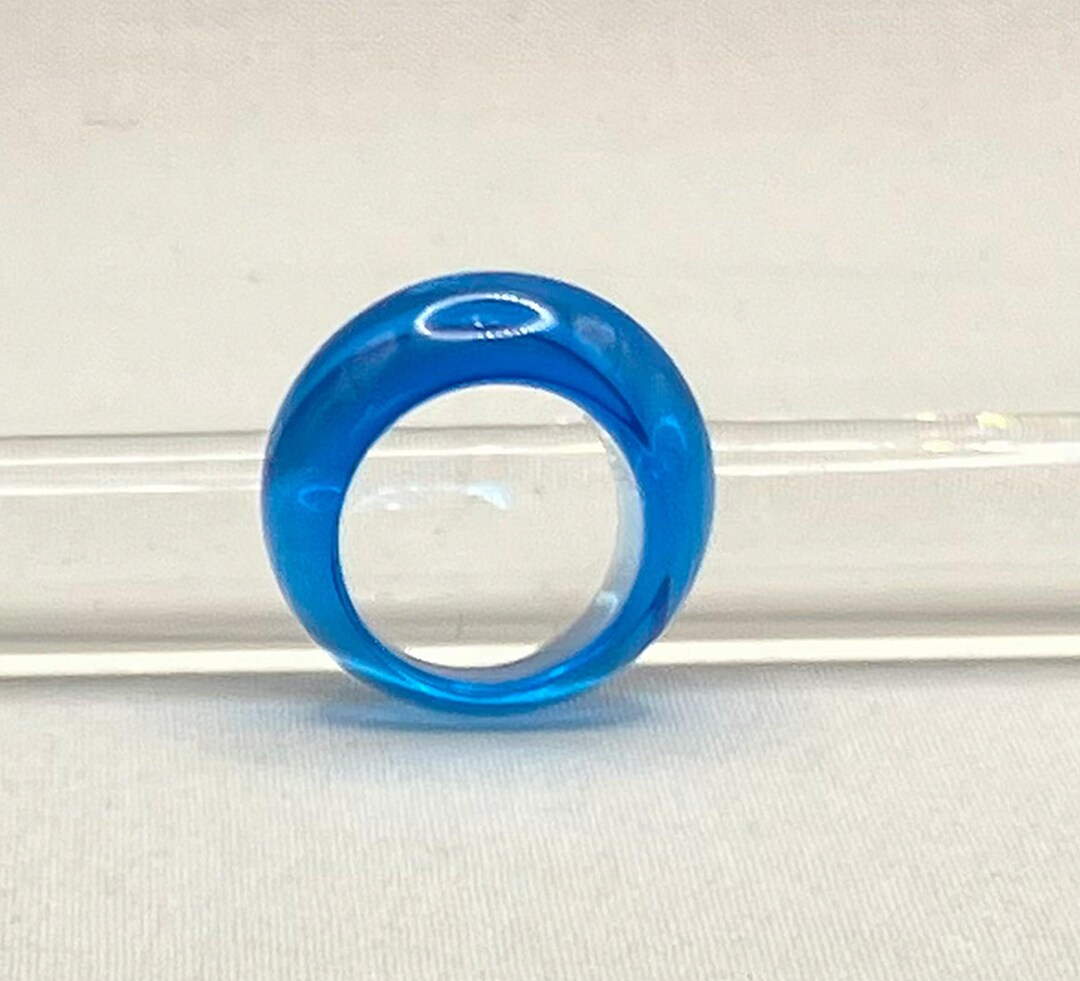 Vintage Best Plastics Clear Lucite Ring - Encased Blue - Etsy