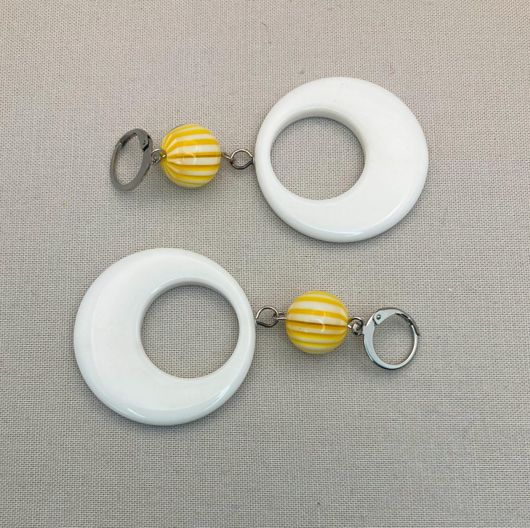 White Lucite Go Go Hoop Earrings - Etsy