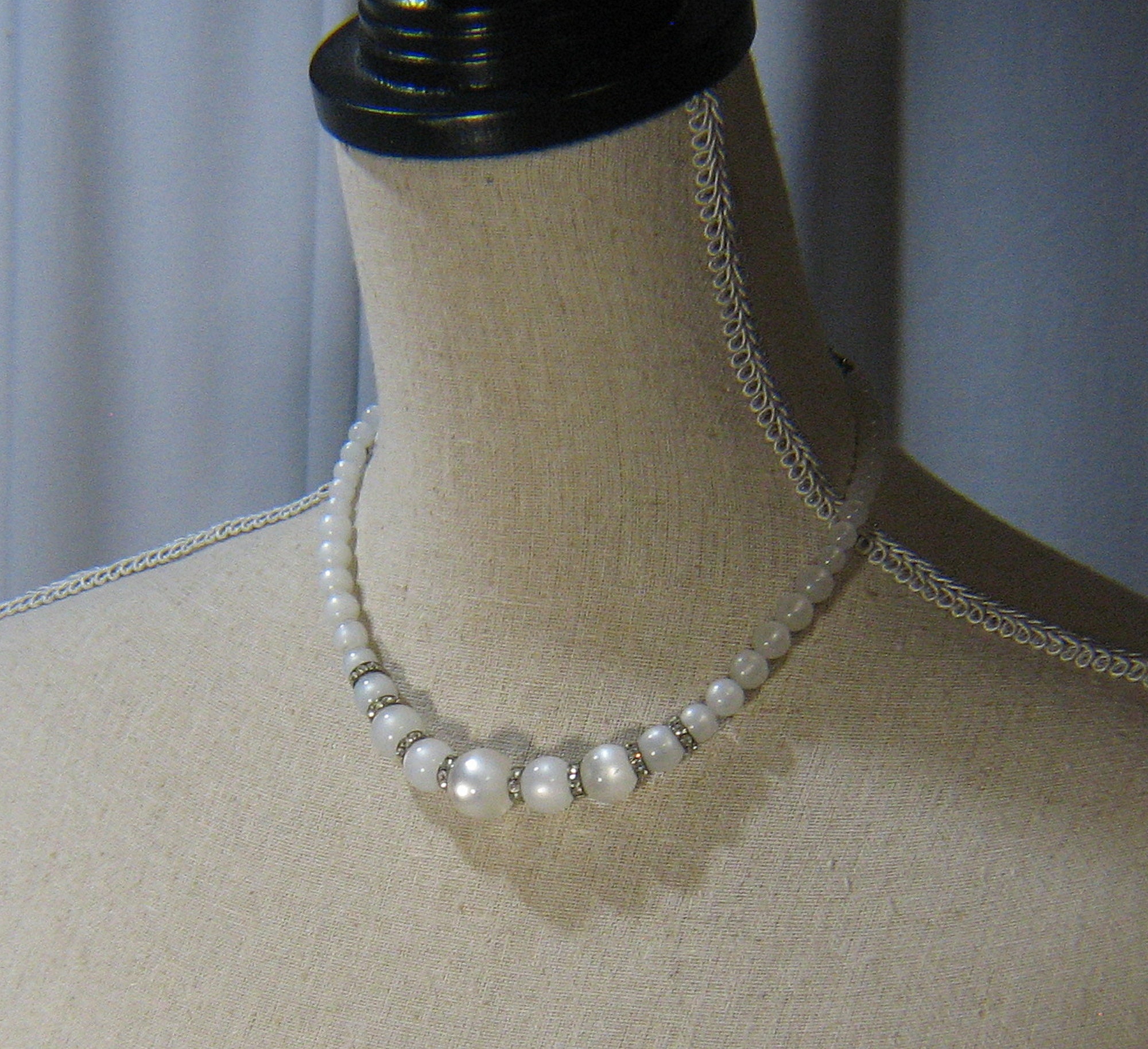 Vintage Lucite White Moon Glow Necklace - Etsy